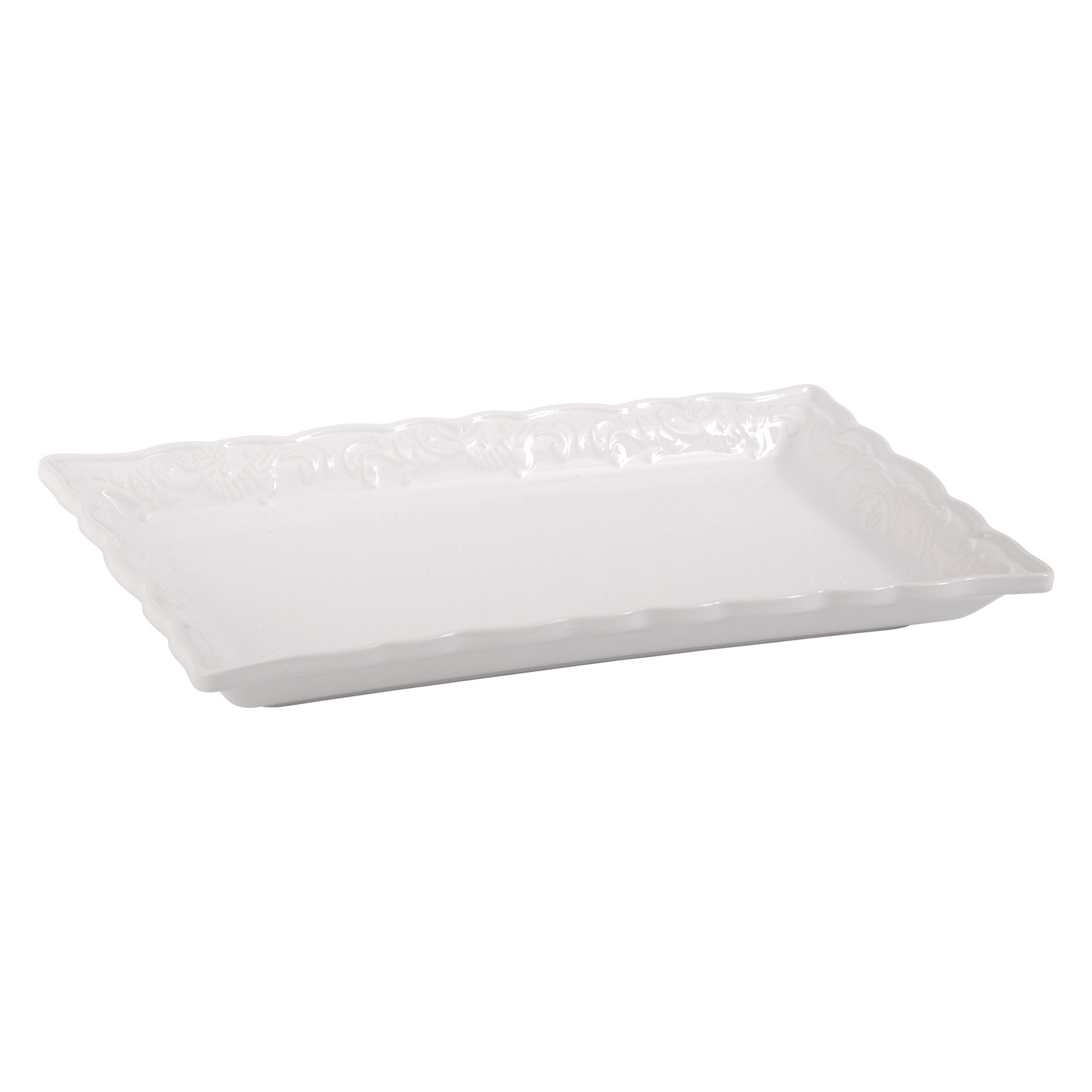 Pure White 13" Rectangular Ruffled Edge Tray – Home Essentials & Beyond